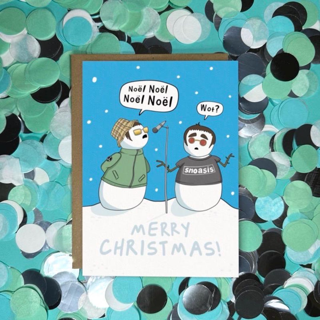 Funny Christmas Card Oasis Snowman Pun Xmas Card Retro Christmas Card ...