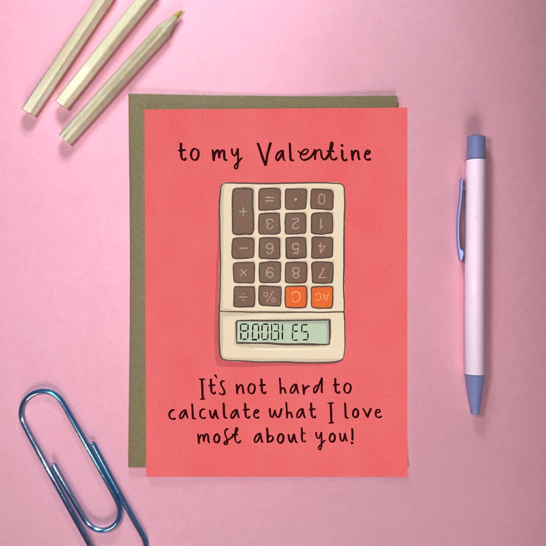 Rude Valentine Card 1990s Retro Boobies Calculator Joke Card for ...