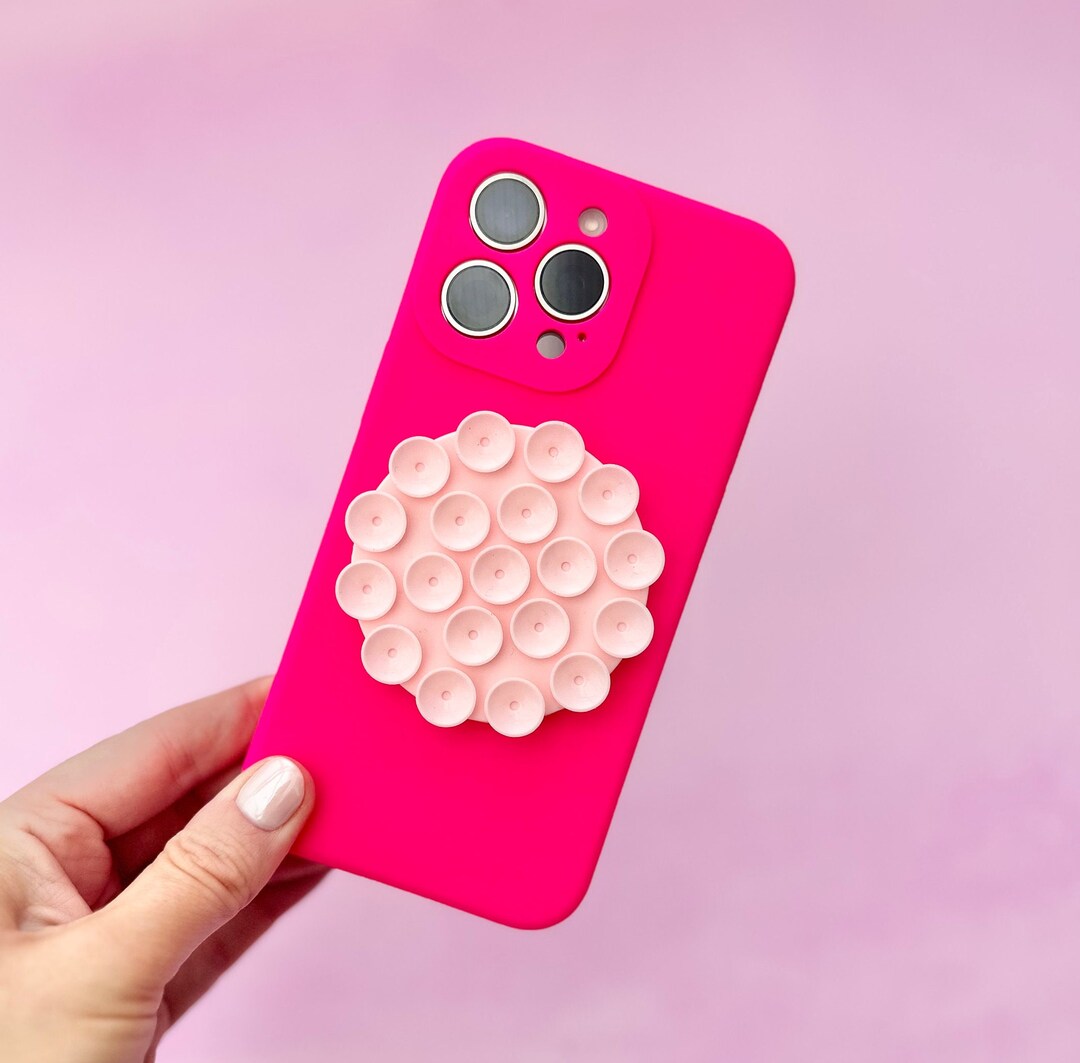 Phone Grip Selfie Phone Holder Pink Sucker Phone Phone Back Sticker ...