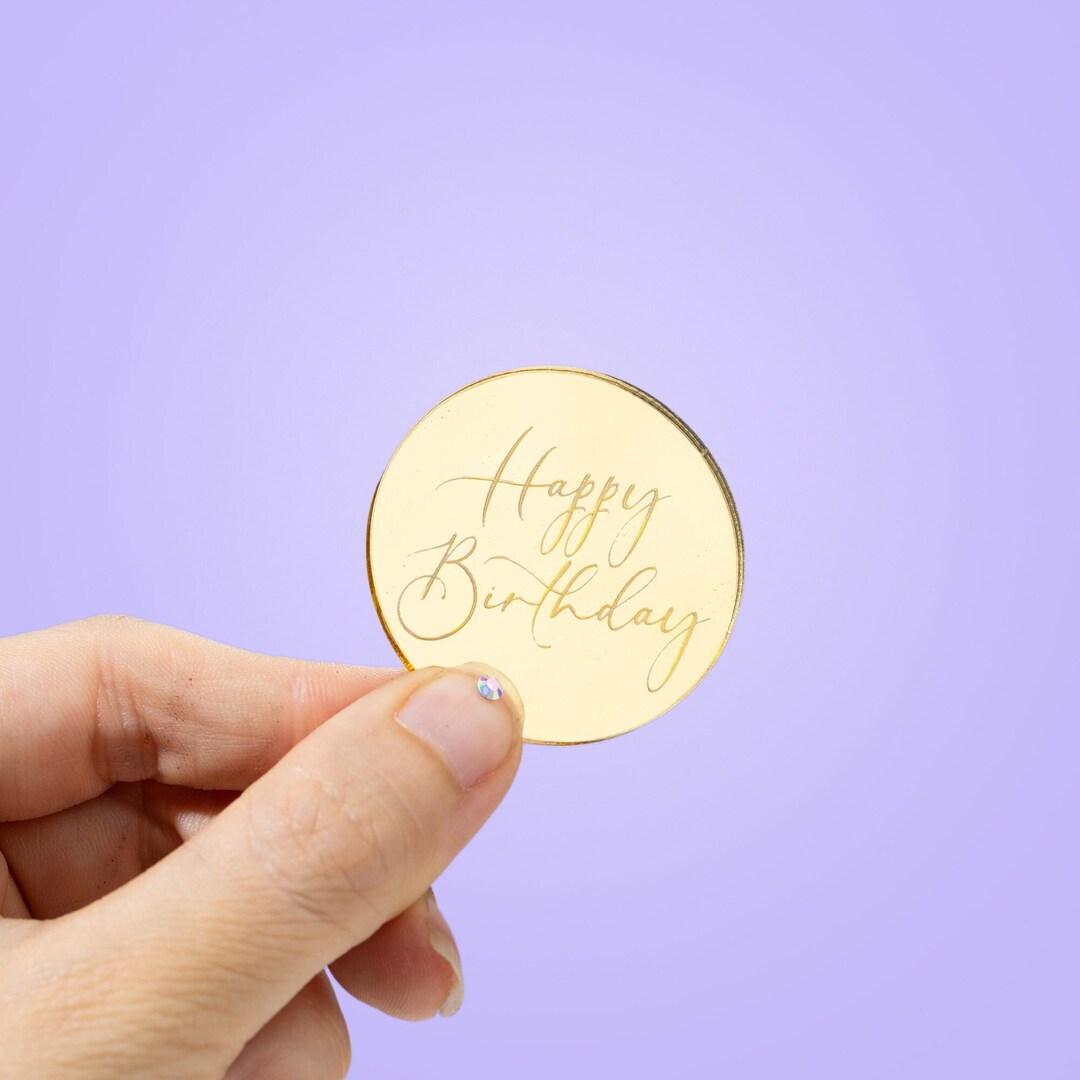 5 Happy Birthday Cake Topper Circle Acrylic Cake Disc Cake Decoration ...