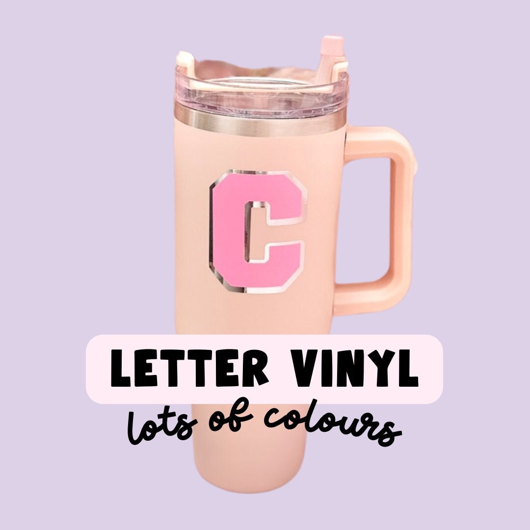 Letter Tumbler Vinyl | Coloured Varsity Sticker | Tumbler Accessories ...