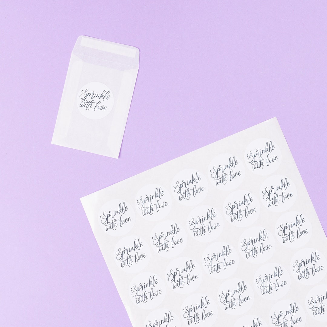 20 X Sprinkle With Love Frosted Packets + White Stickers | Glassine ...