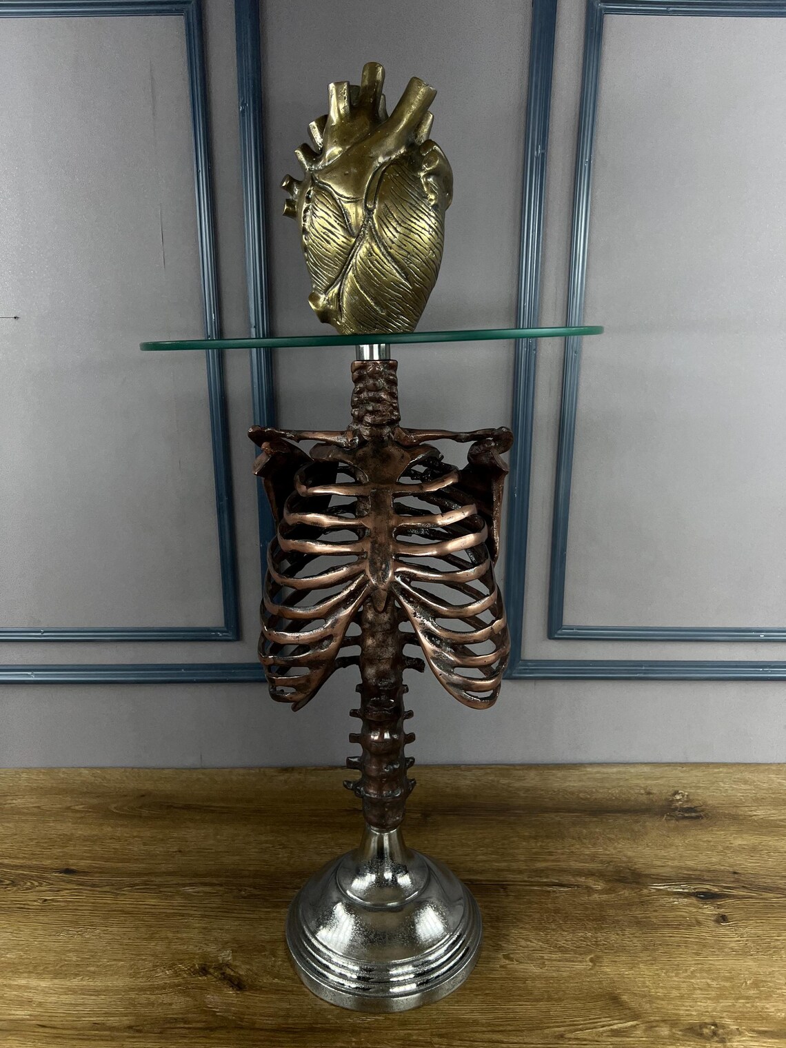 Rustic Gold Gothic Skeleton Ribcage Side Table: Macabre Accent Decor - Etsy