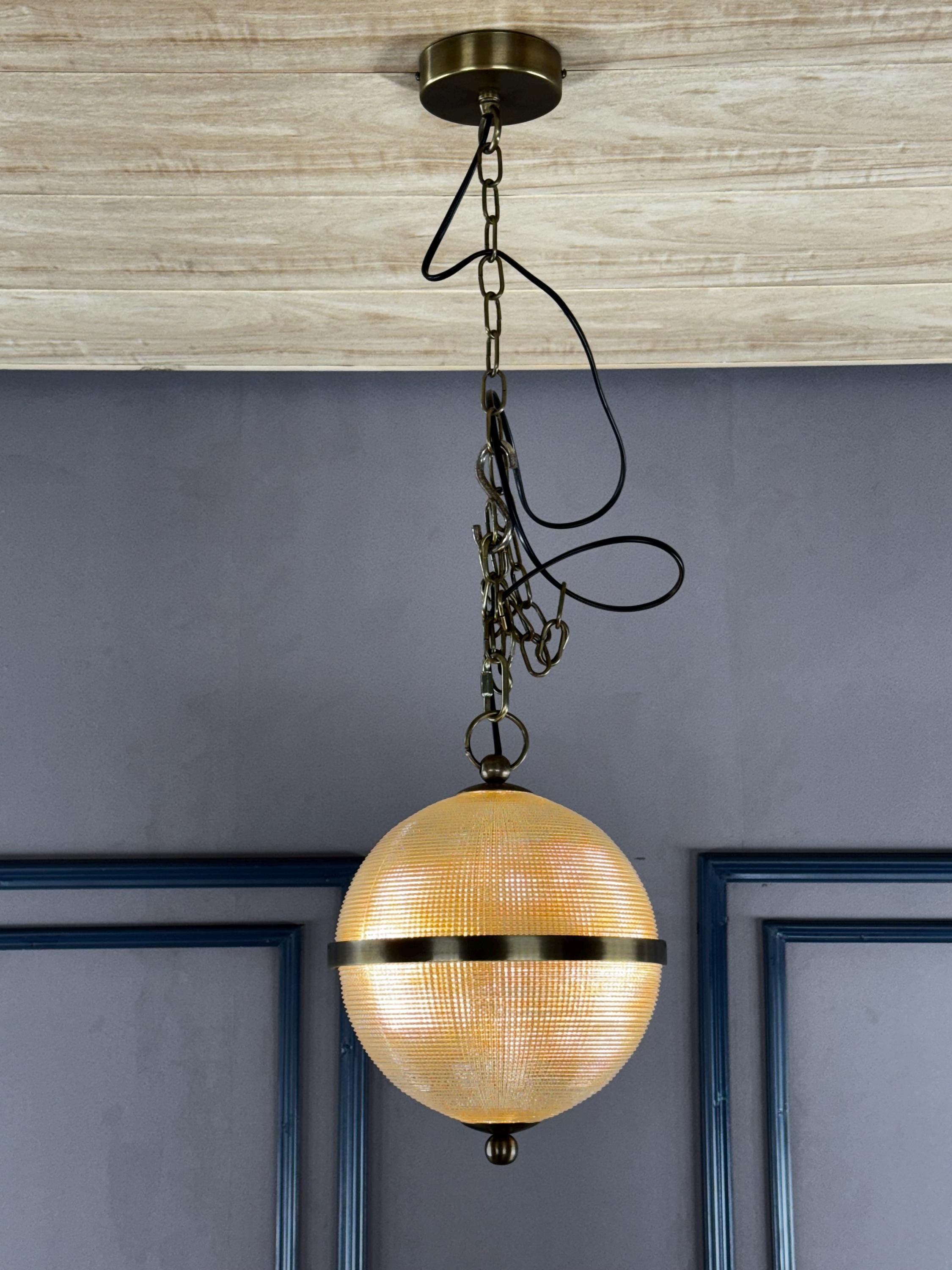 Small Parisian Glass Globe Pendant Light Brass and Glass Chandelier. - Etsy