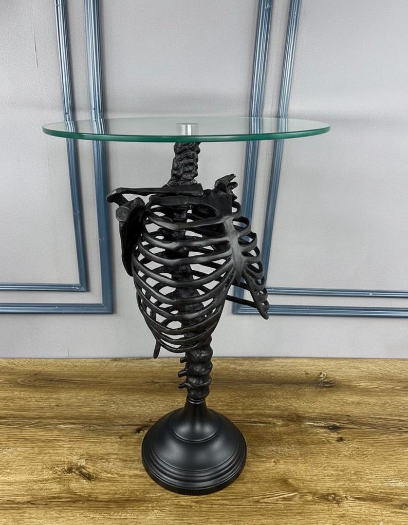 Rustic Gold Gothic Skeleton Ribcage Side Table: Macabre Accent Decor - Etsy