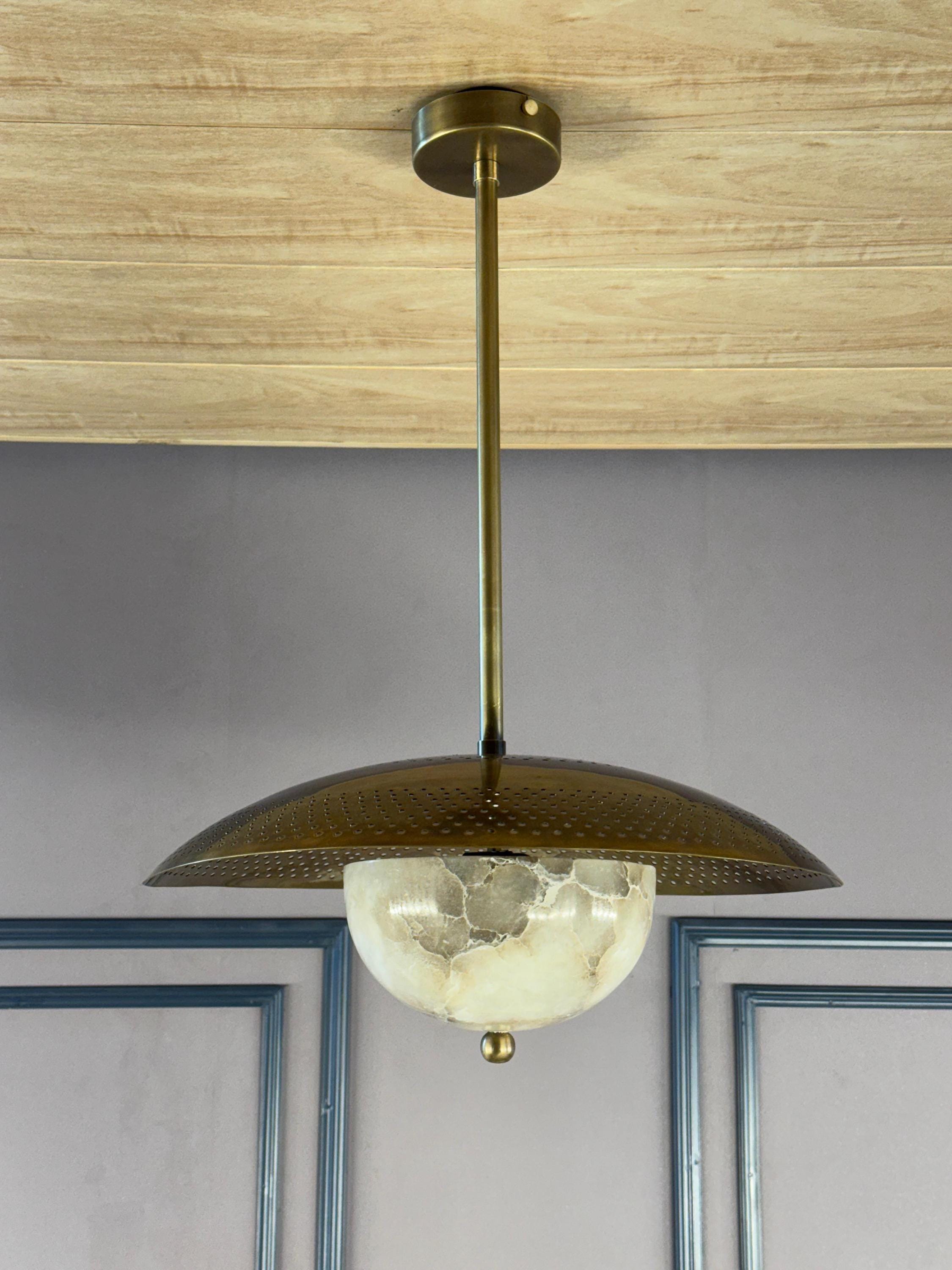 Alabaster PURE Pendant Light Natural Stone 2 Light Brass Pendent ...