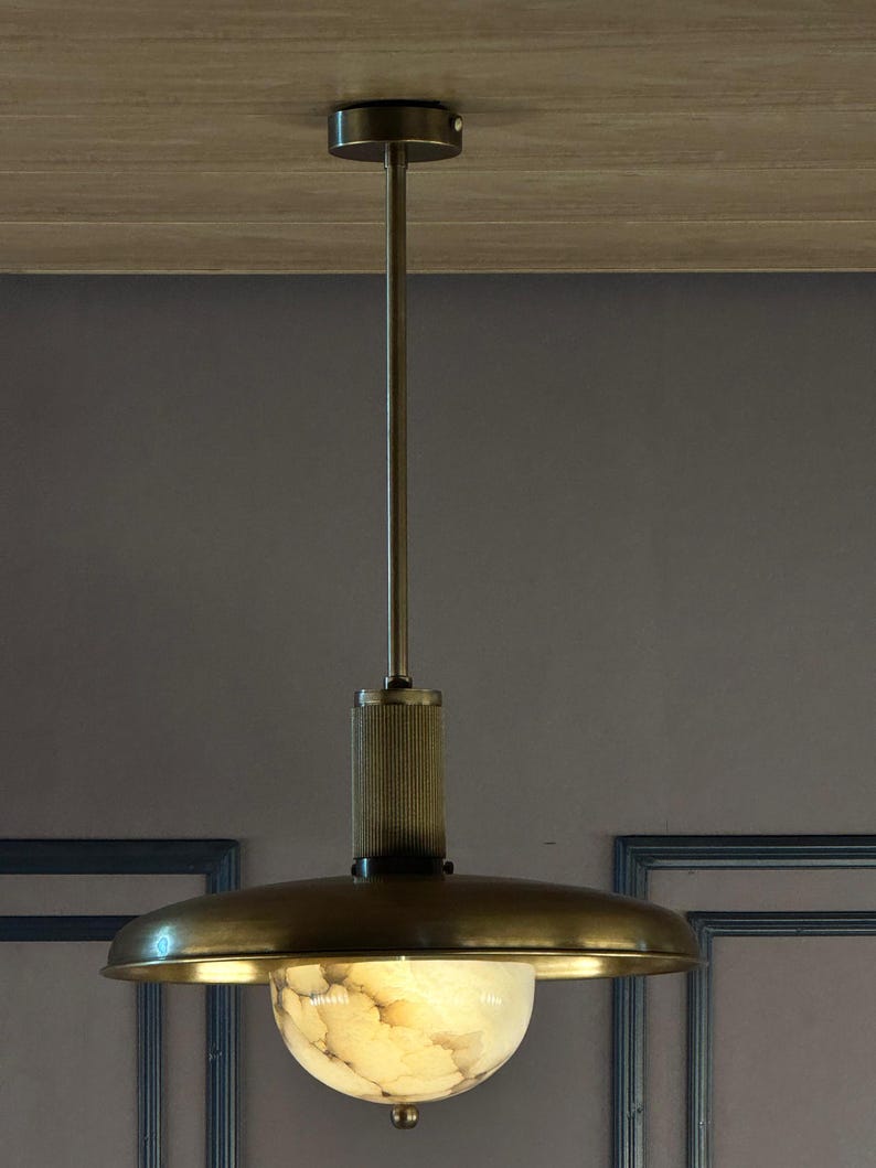 Alabaster Oscar Pendant Light Natural Stone 2 Light Brass Pendent ...