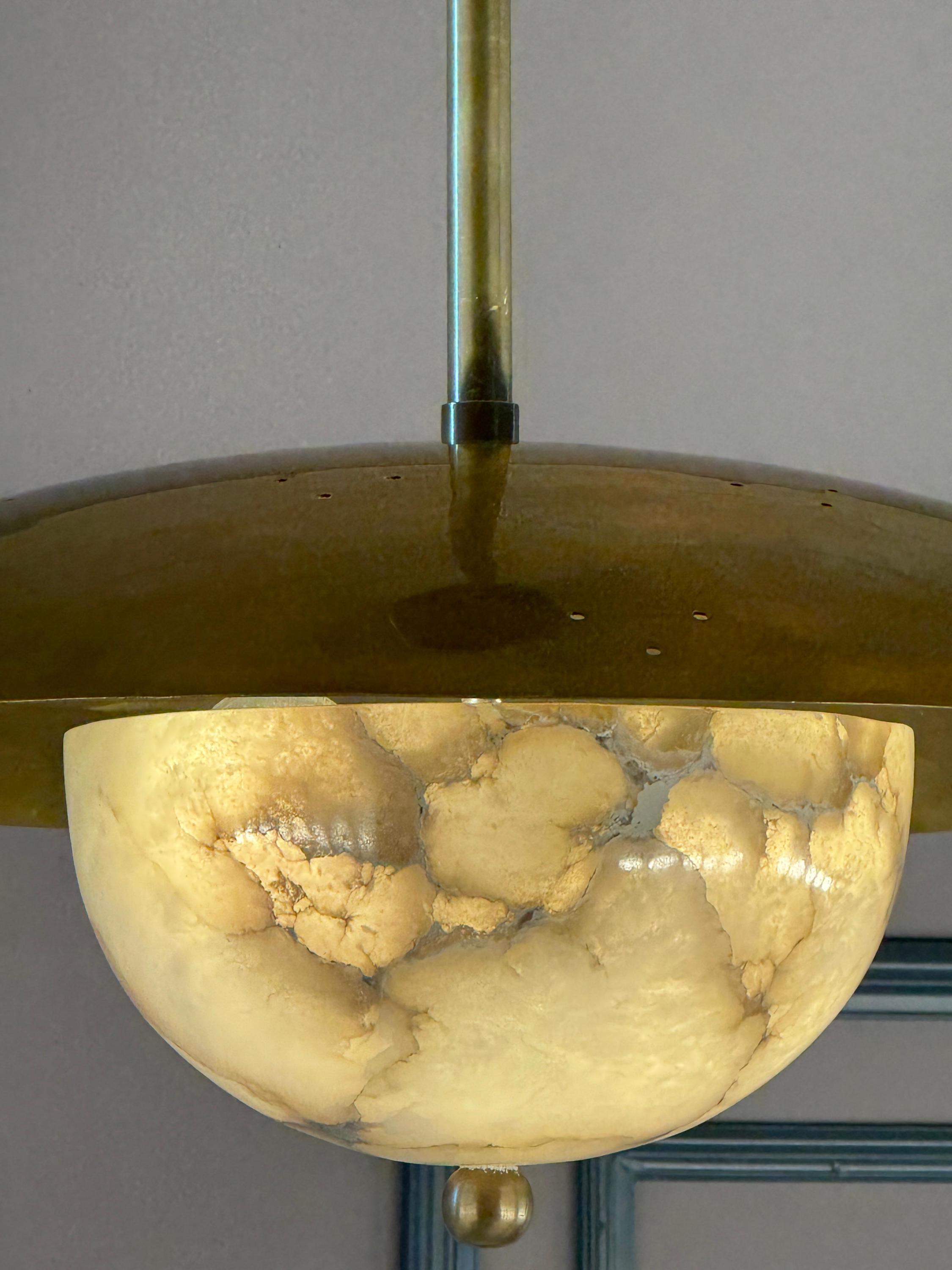 Alabaster PURE Pendant Light Natural Stone 2 Light Brass Pendent ...