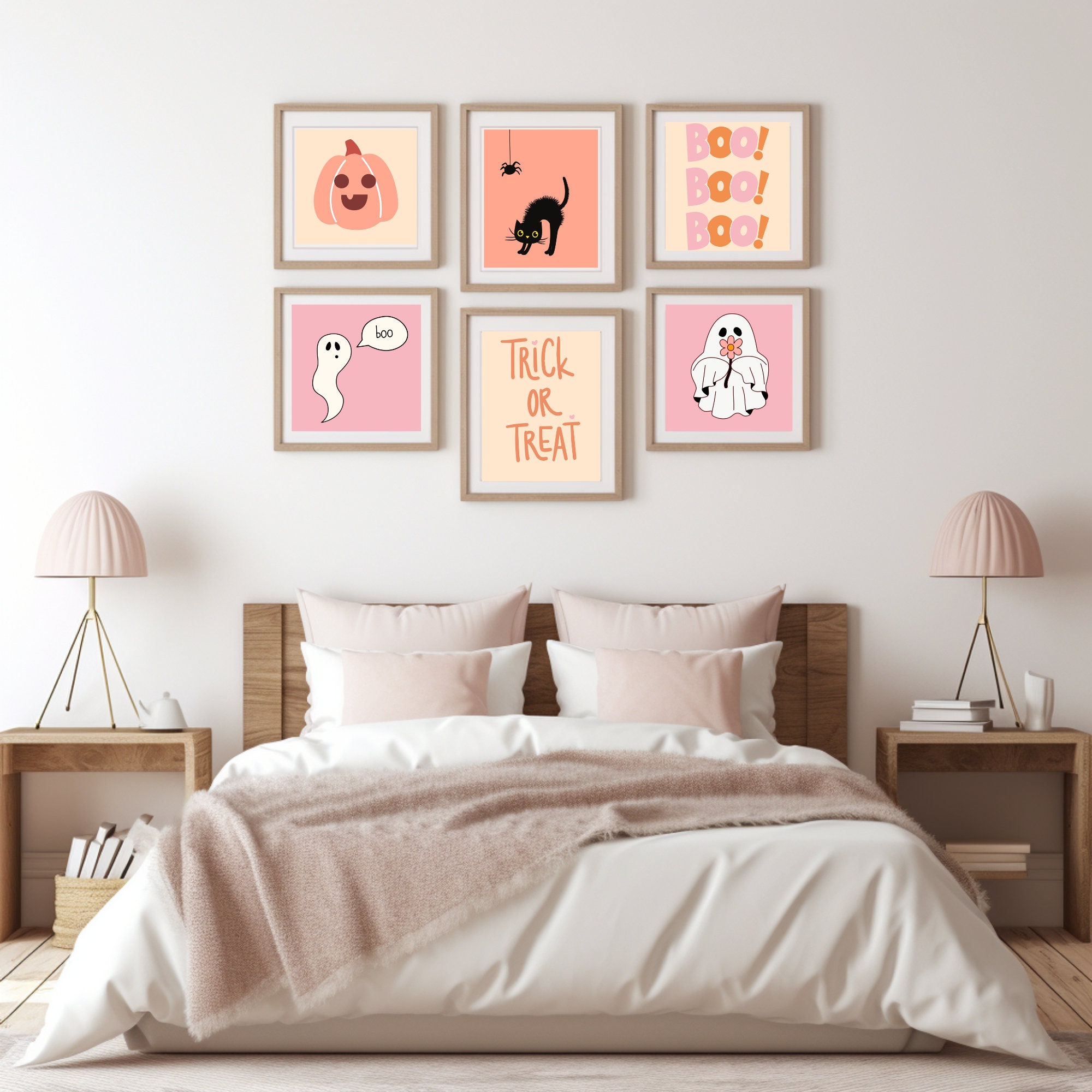 Retro Halloween Poster Bundle, Printable Digital Artwork, Cute Spooky ...