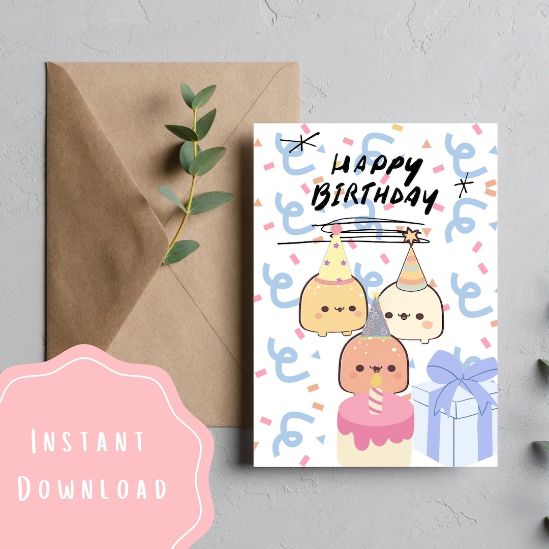 Cute Birthday Card Birthday Party Foldable Greeting Card Funny Kawaii ...