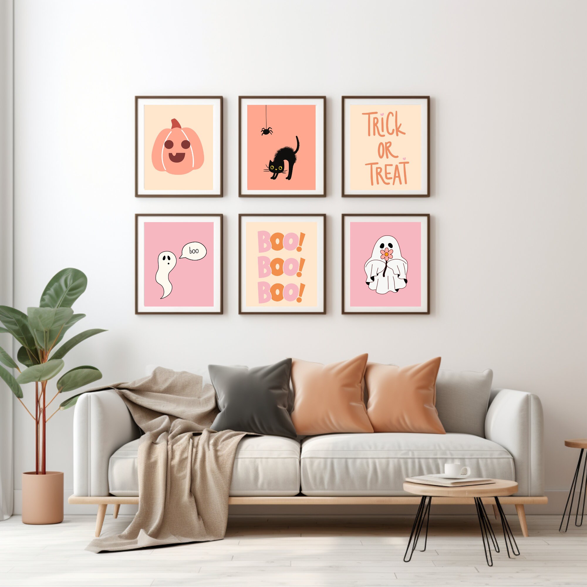 Retro Halloween Poster Bundle, Printable Digital Artwork, Cute Spooky ...