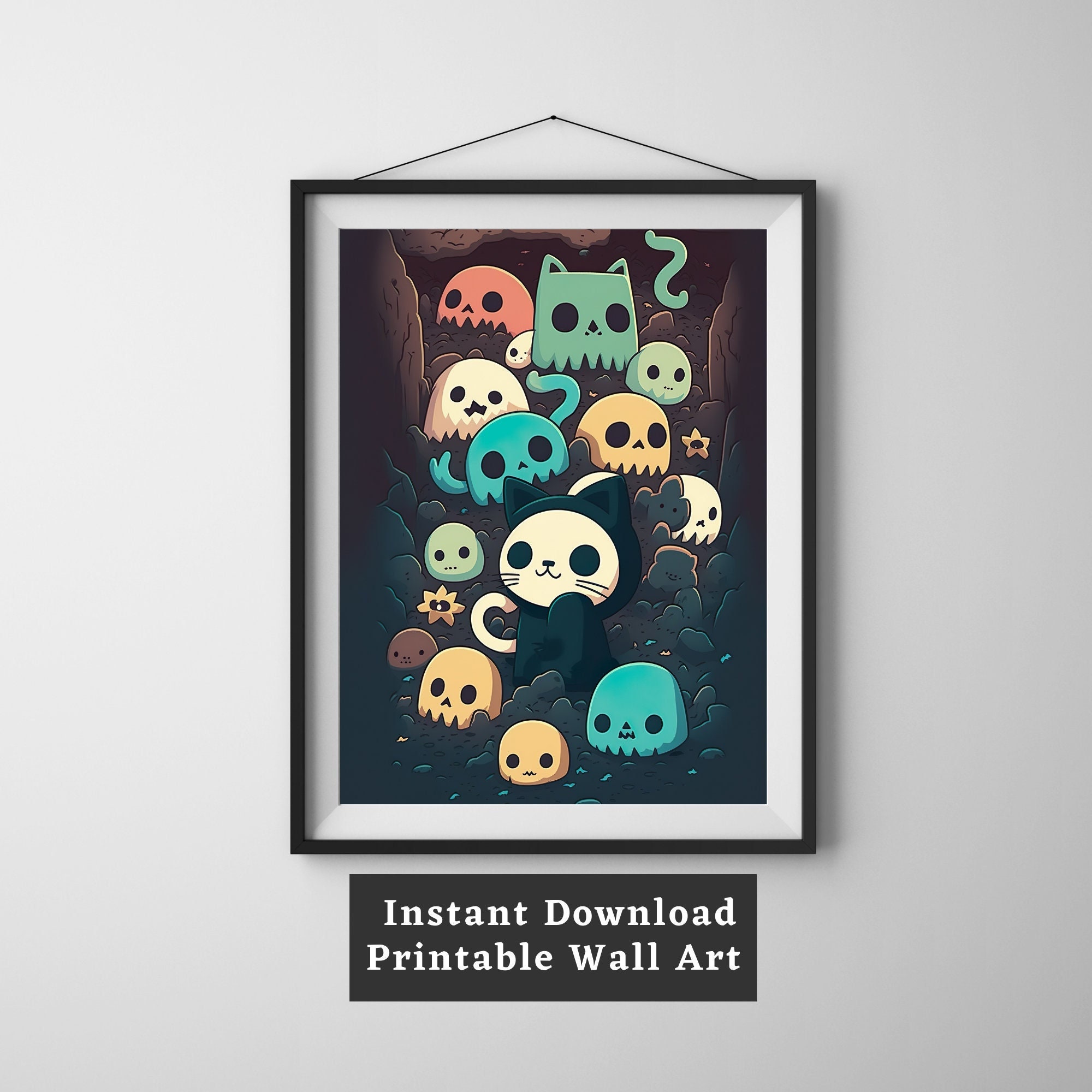 Kawaii Horror Pretty Digital Wall Art Easy Printable Fun Creepy Artwork ...