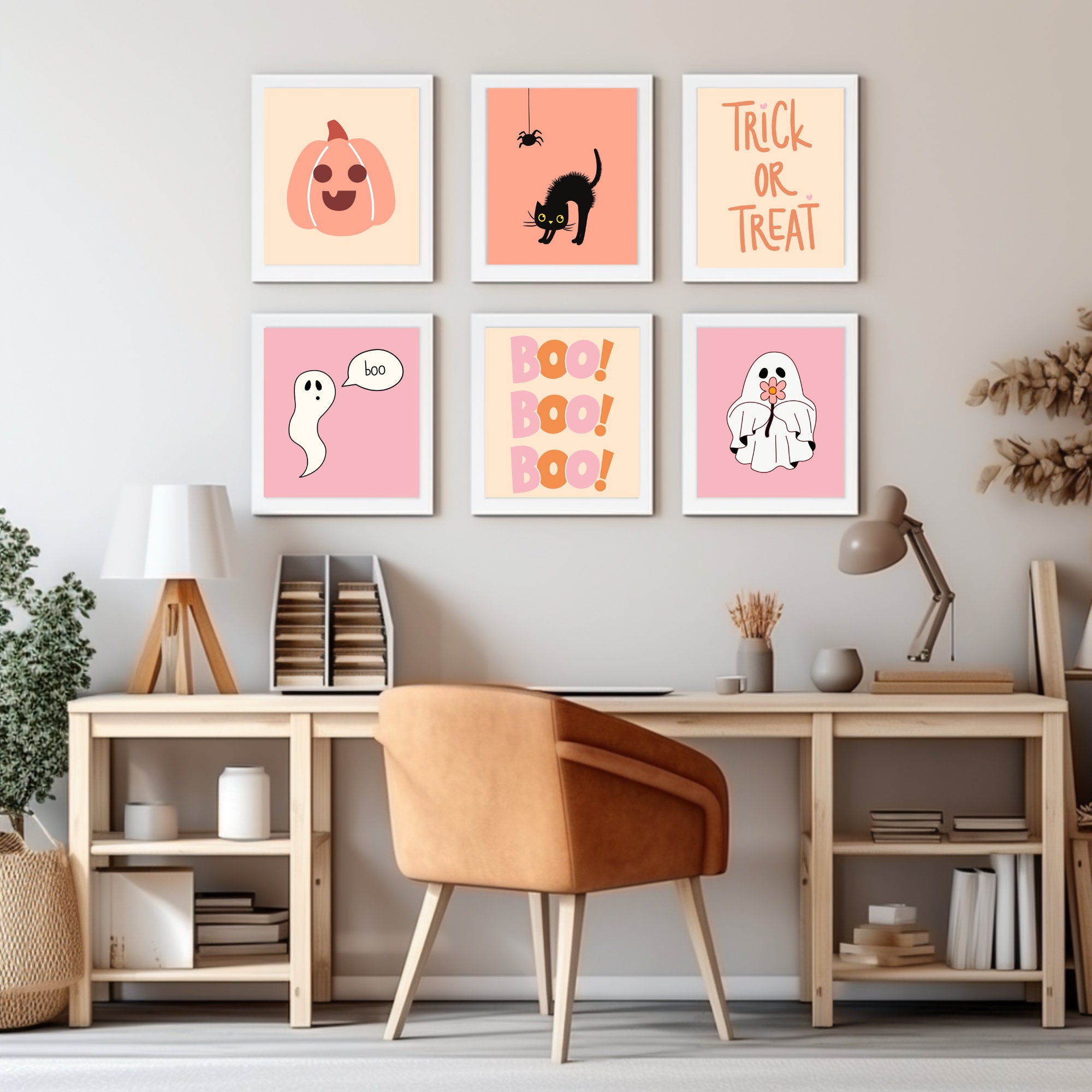 Retro Halloween Poster Bundle, Printable Digital Artwork, Cute Spooky ...