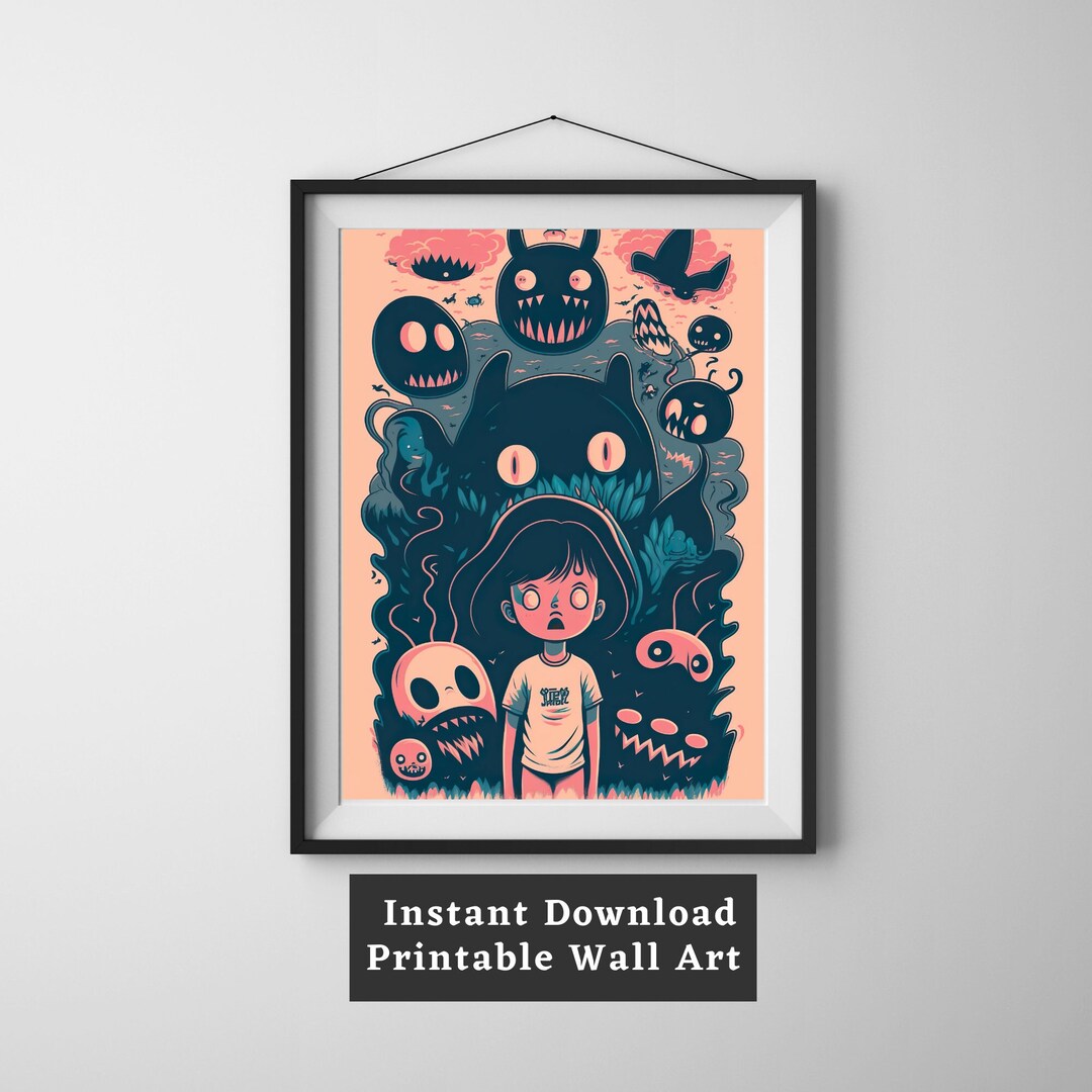 Kawaii Horror Digital Wall Art Easy Printable Creepy Artwork Monster ...