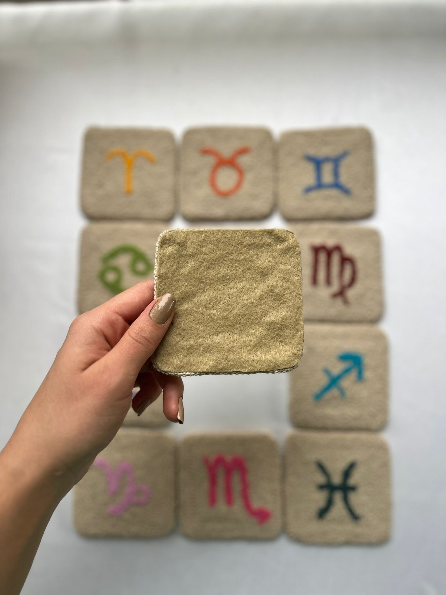 Zodiac Signs Tufted Mug Rug, Punch Needle Coasters, Birthday Gift for ...