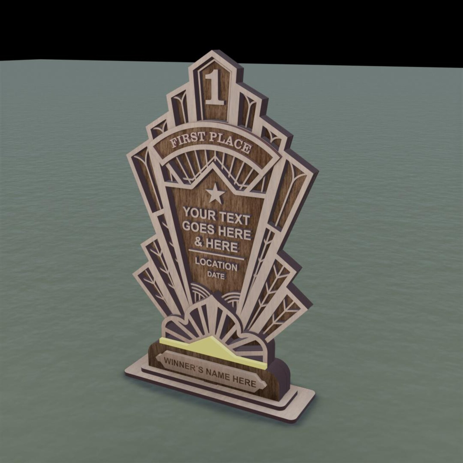 Art Deco Laser Cut Trophy SVG - Gatsby Award Prize Vector File - 3D ...