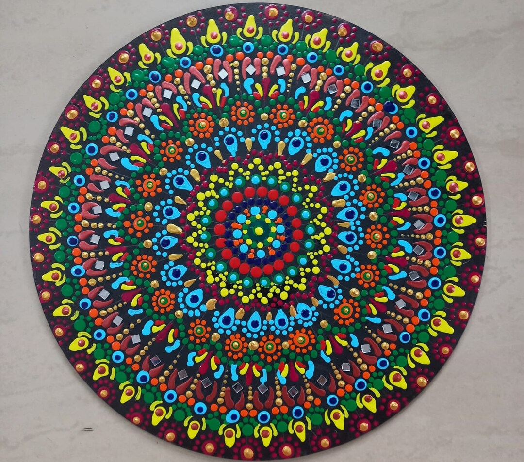 Hand Made Dot Art on a Wooden Board MDF for Wall Decor Made With ...