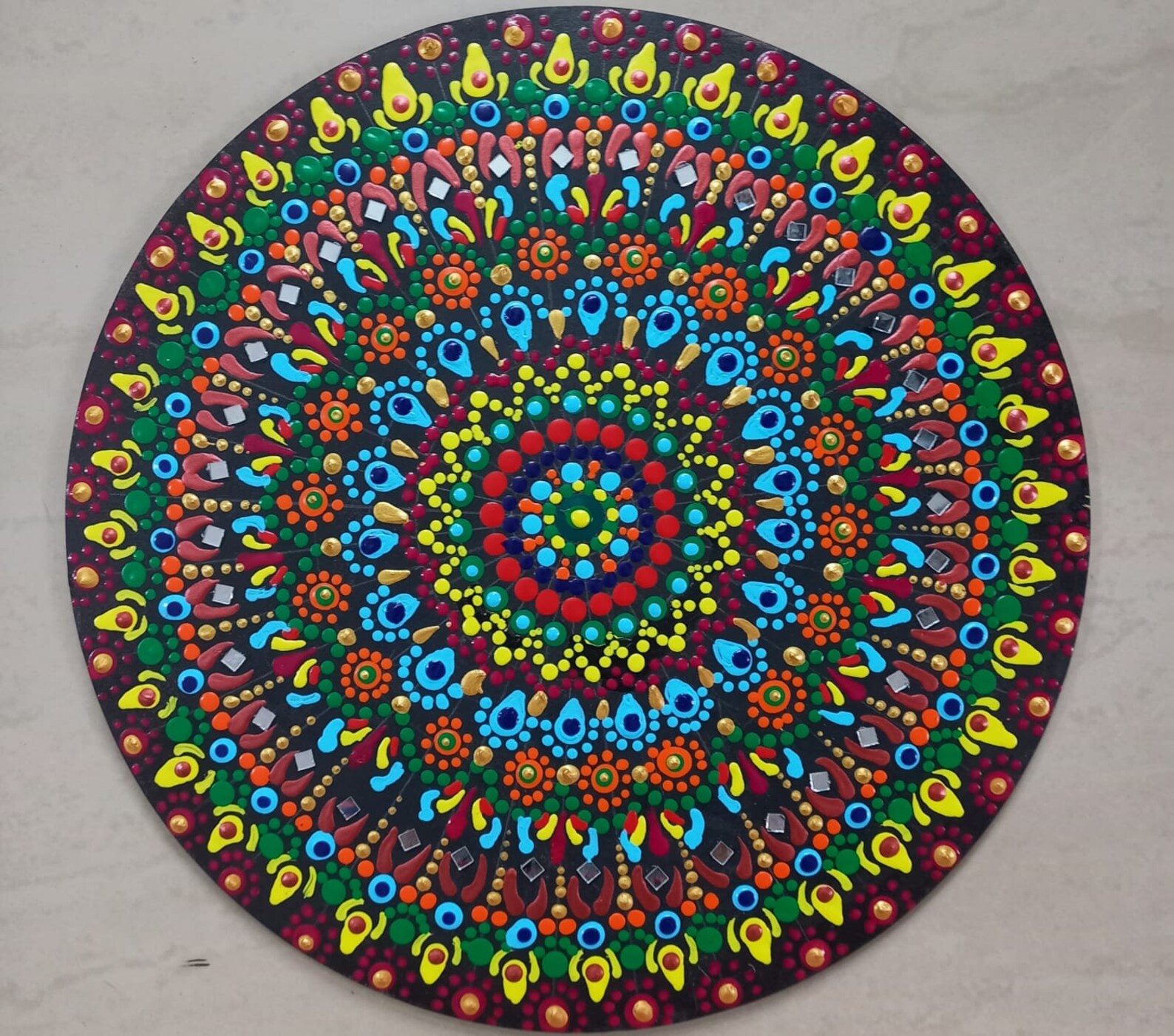 Hand Made Dot Art on a Wooden Board MDF for Wall Decor Made With ...