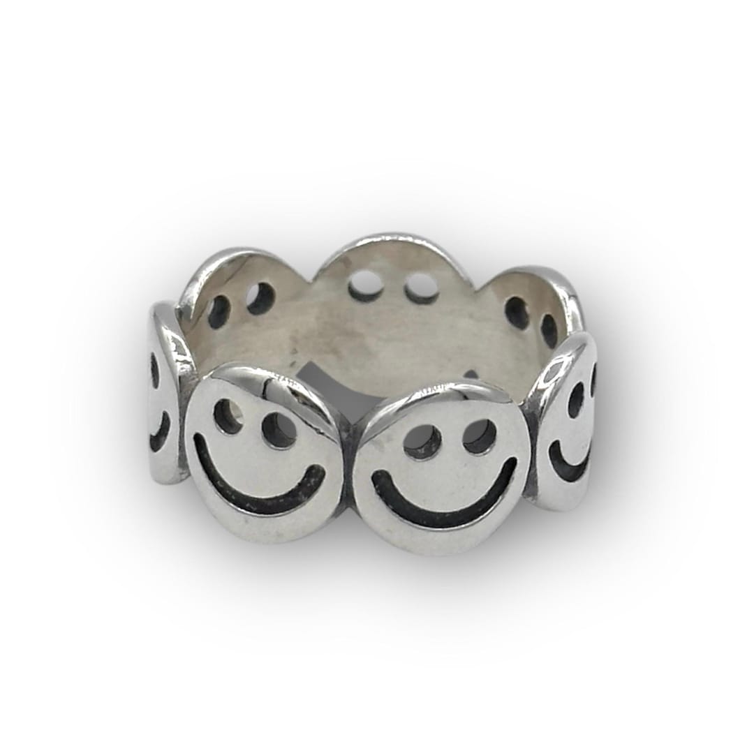 Smiley Face Silver Ring | Fun & Playful Jewelry for Everyday Wear - Etsy