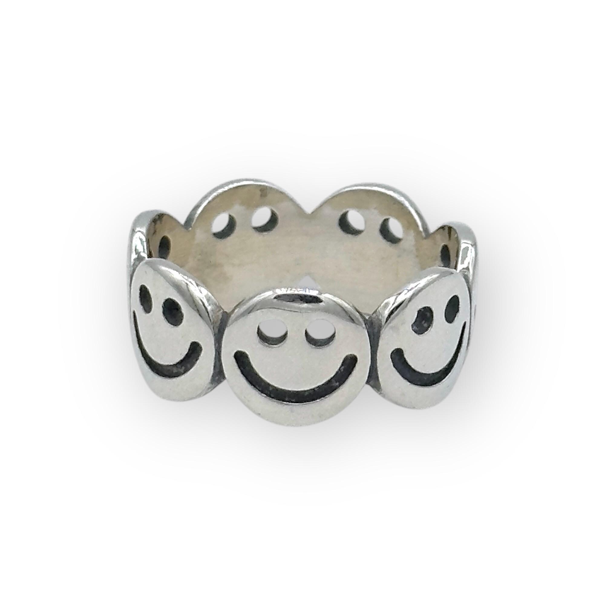 Smiley Face Silver Ring | Fun & Playful Jewelry for Everyday Wear - Etsy