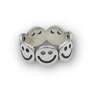 Smiley Face Silver Ring | Fun & Playful Jewelry for Everyday Wear - Etsy