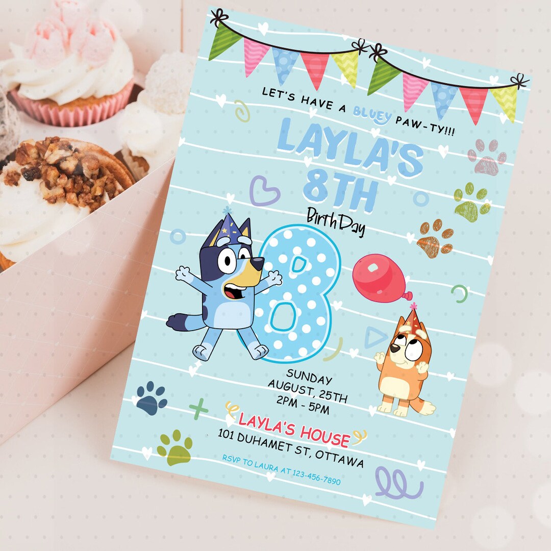 Custom Bluey Birthday Invitation Bluey Party Invitation - Etsy