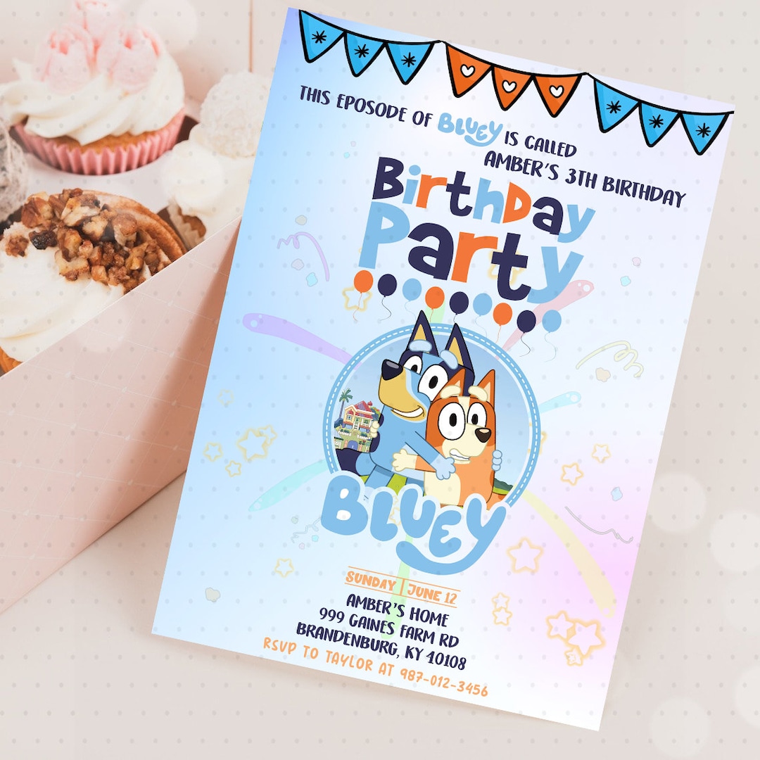 Invitación de cumpleaños de Bluey personalizada invitación de - Etsy México