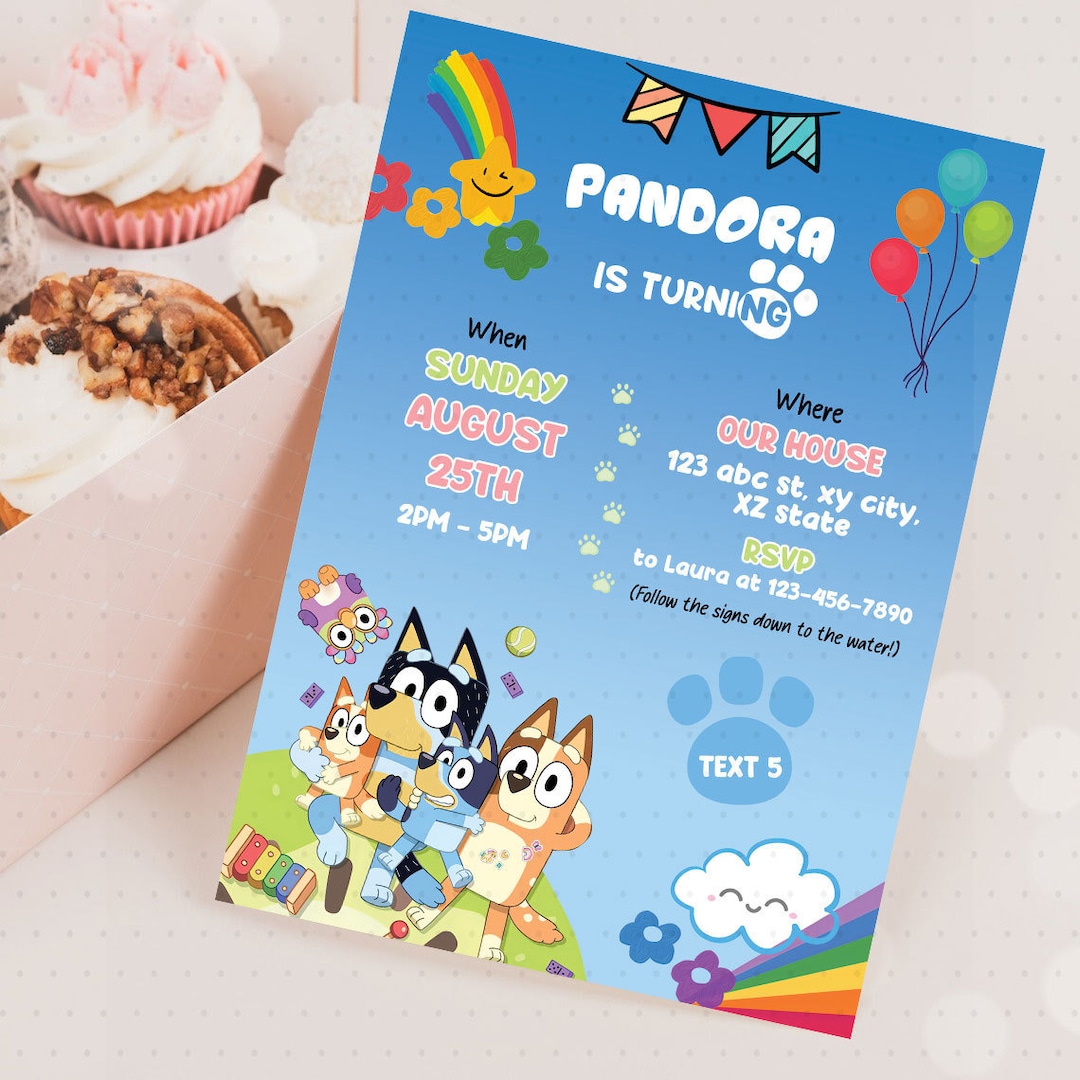 Custom Bluey Birthday Invitation Bluey Party Invitation - Etsy