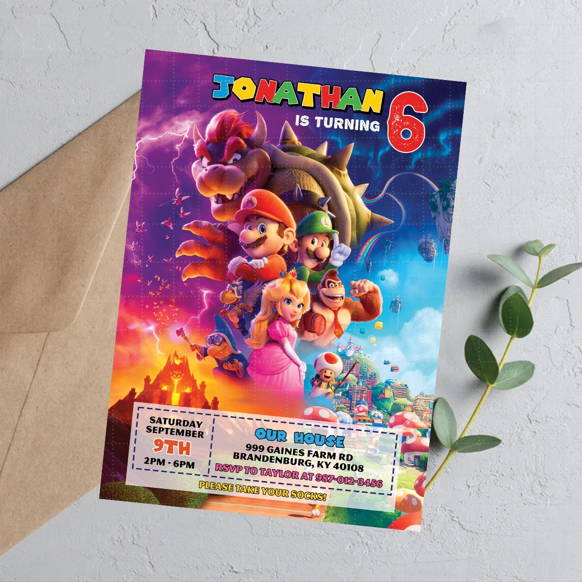 Invitación de Mario Bros invitación de cumpleaños de Super - Etsy México