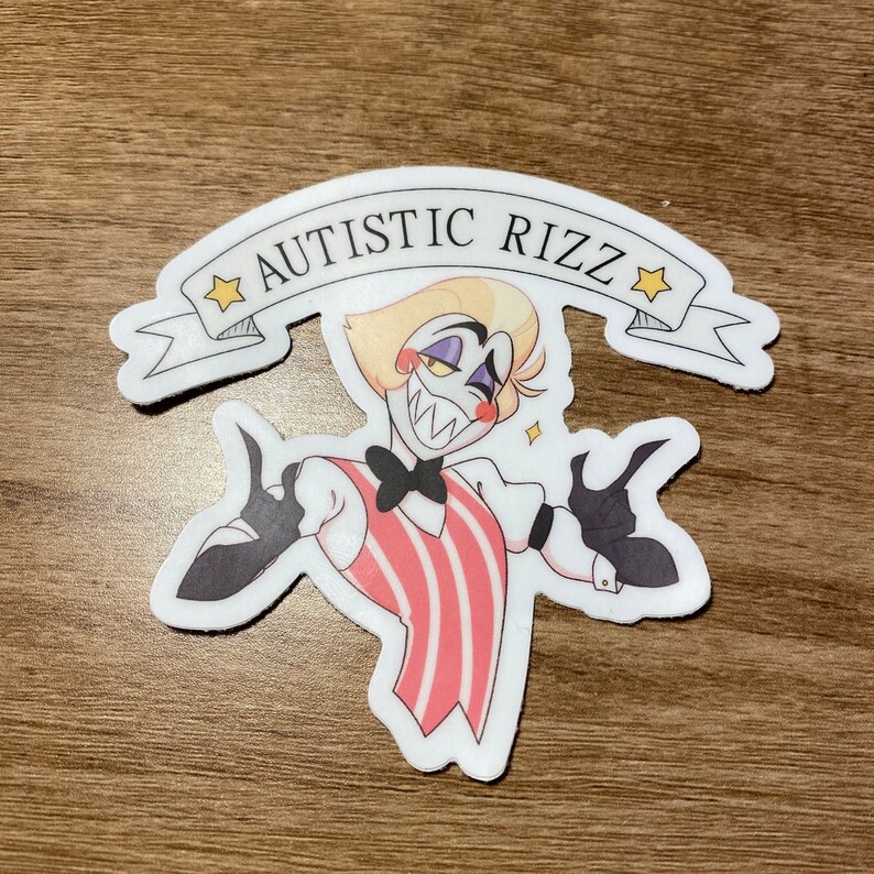 Lucifer Morningstar Autistic Rizz Sticker, Hazbin Hotel Sticker, Funny ...