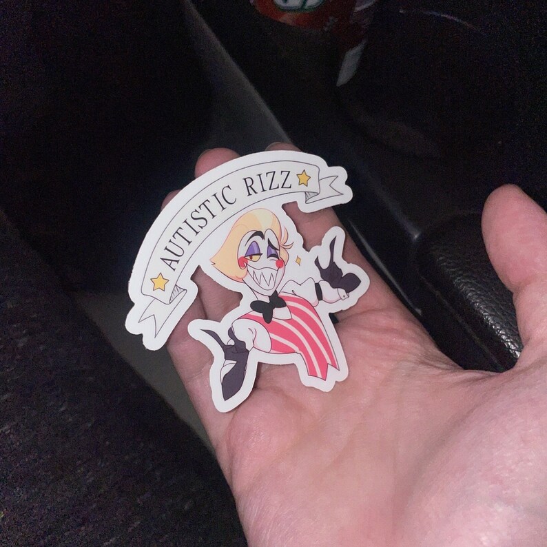 Lucifer Morningstar Autistic Rizz Sticker, Hazbin Hotel Sticker, Funny ...