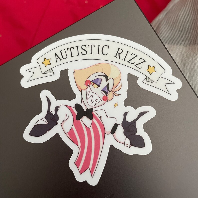 Lucifer Morningstar Autistic Rizz Sticker, Hazbin Hotel Sticker, Funny ...