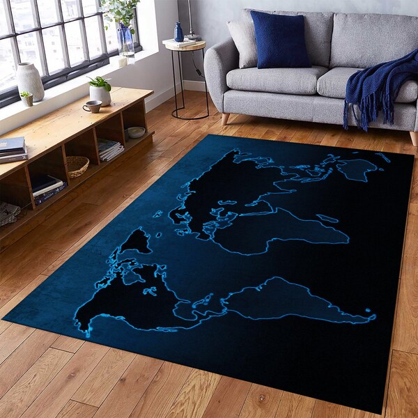Large World Map Rug - Etsy