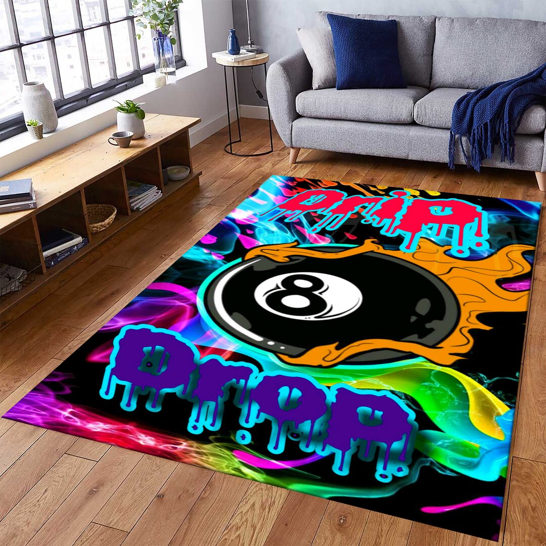 Graffiti Cool Drip Style Rug Black Billiard Ball Number 8 - Etsy