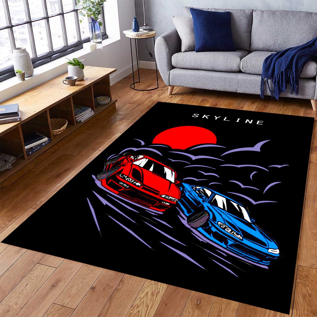Nissan GTR Racing Cars Rug Sport Cars Rug Neon Fast Car Rug - Etsy