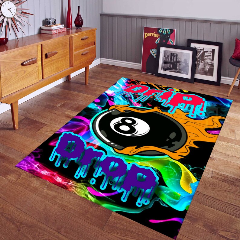 Graffiti Cool Drip Style Rug Black Billiard Ball Number 8 - Etsy