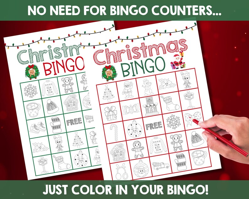 Printable Christmas Bingo Game | 40 Holiday Bingo Cards for Your Work ...