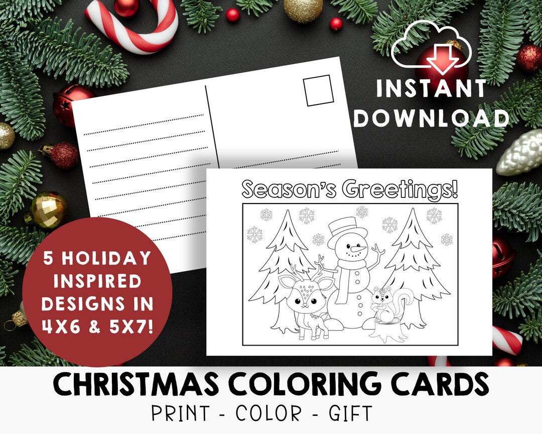 Christmas Coloring Postcards, Homemade Cards, DIY Christmas Cards ...