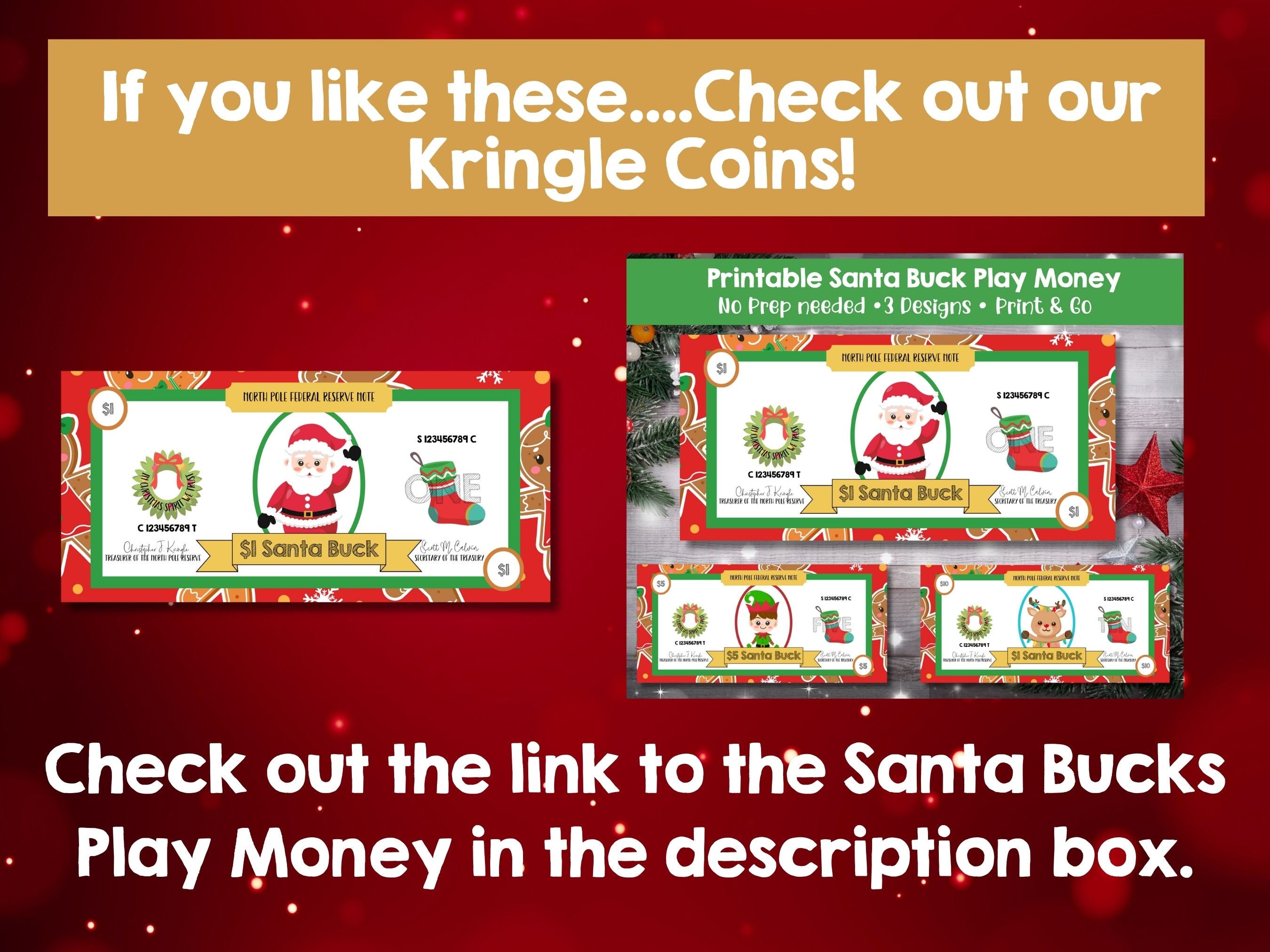 Printable Santa 1-dollar Gold Reward Coins | Christmas Holiday Family ...