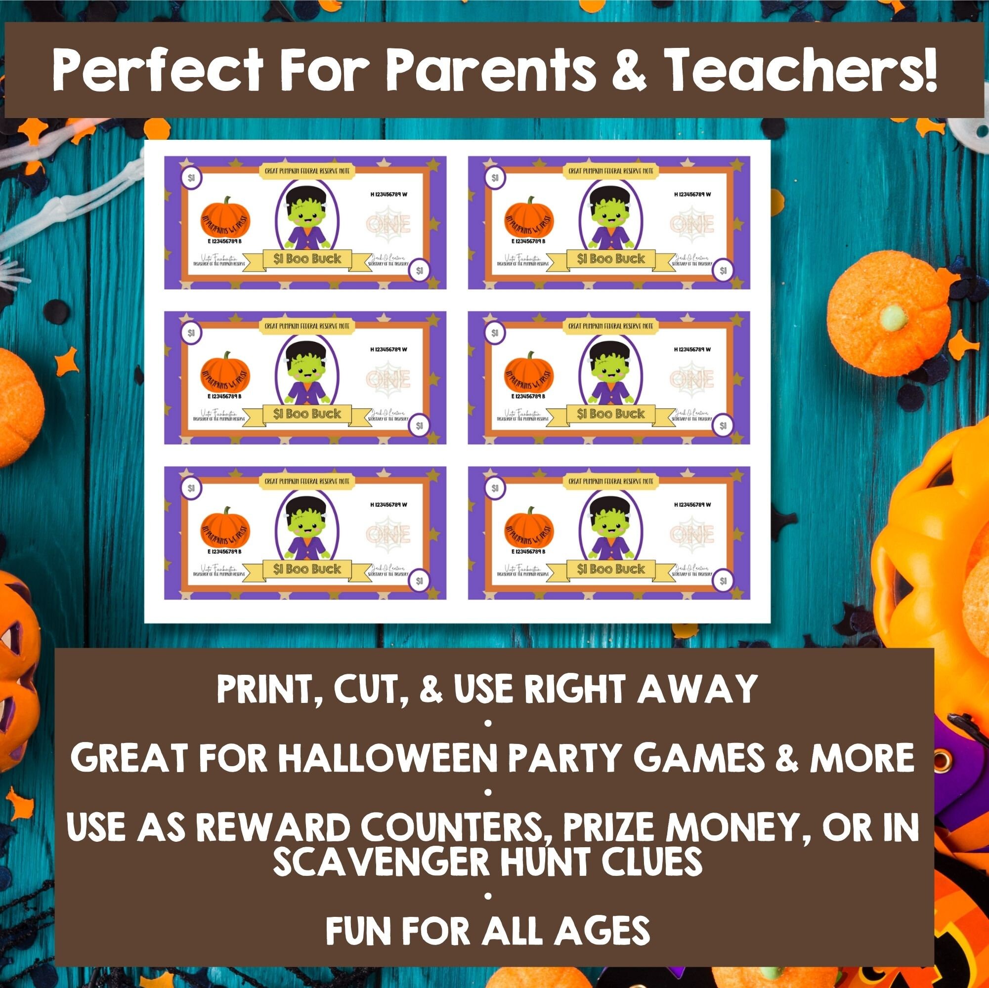 Printable Halloween Reward Money for Classroom Fall Party Favors, Boo ...