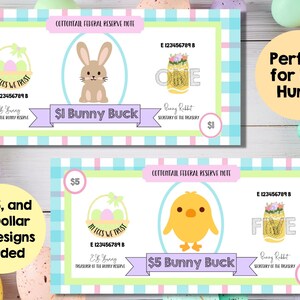 Printable Easter Bunny Bucks Money- 1,5, & 10 Dollar Bills | Great for ...