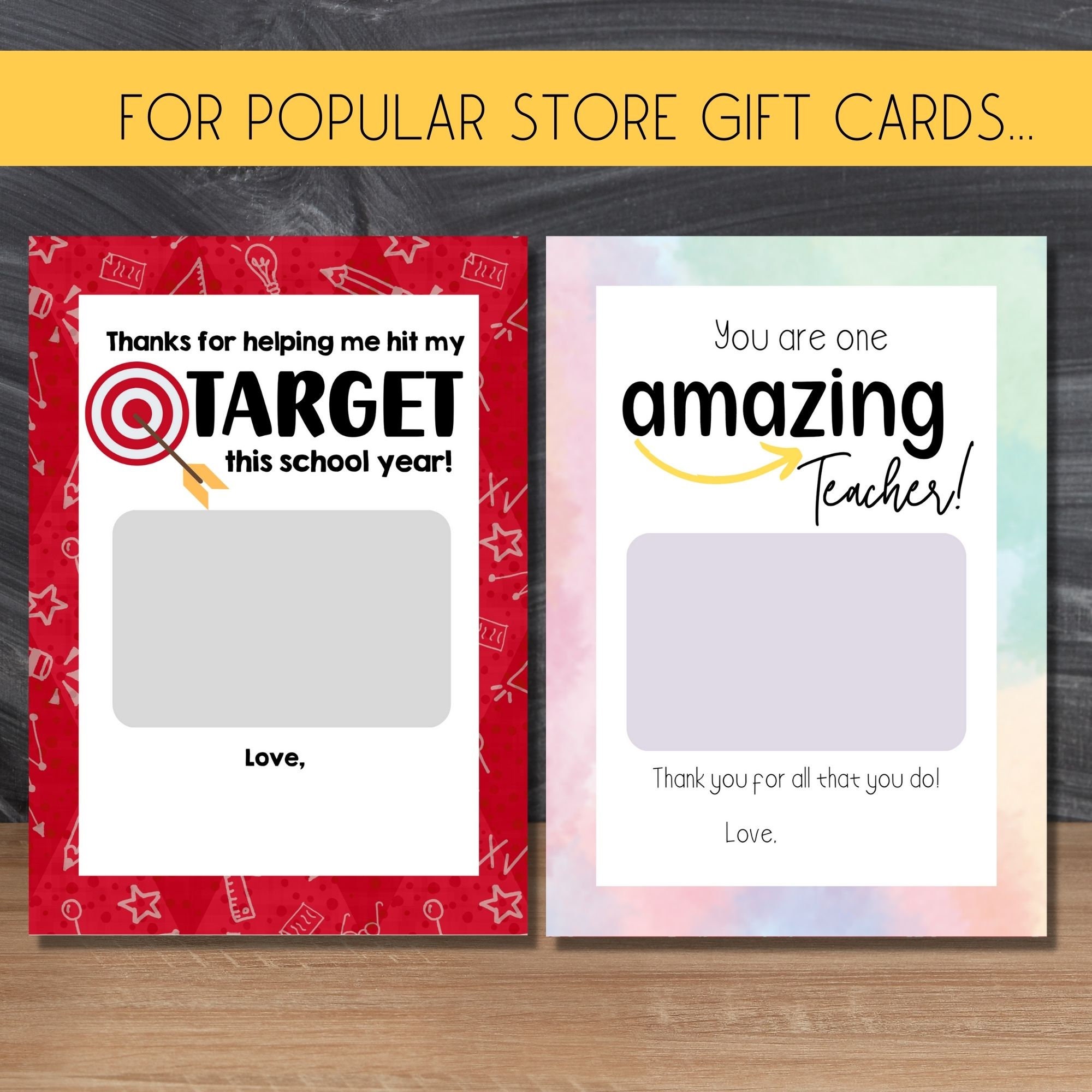 PRINTABLE Teacher Appreciation Gift Card Holder Template - Etsy