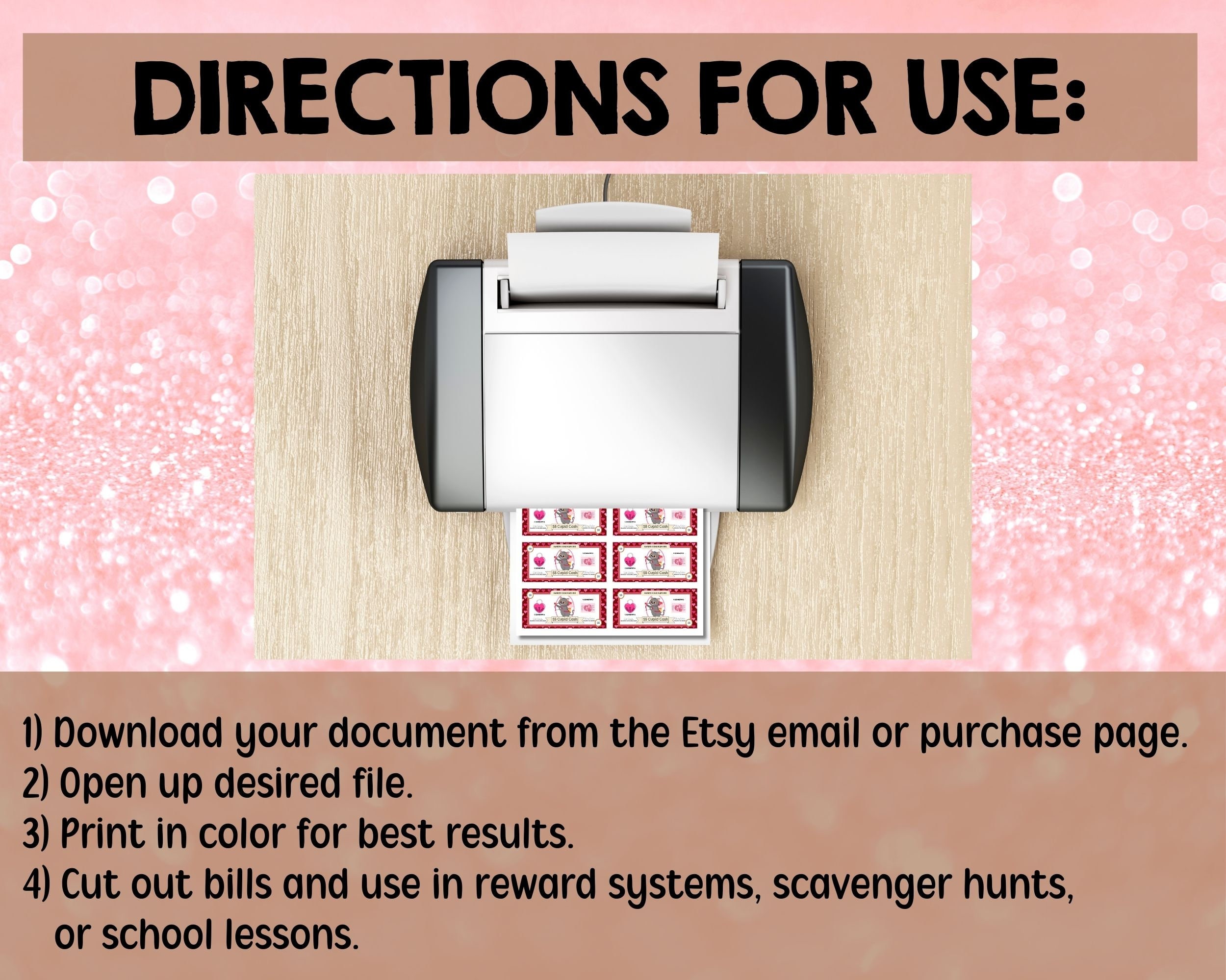 Printable Valentine's Day Play Money- 1,5,10 Cupid Bucks | Holiday ...