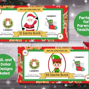 Printable Christmas Play Money- 1,5,10 Santa Bucks | Holiday Reward ...