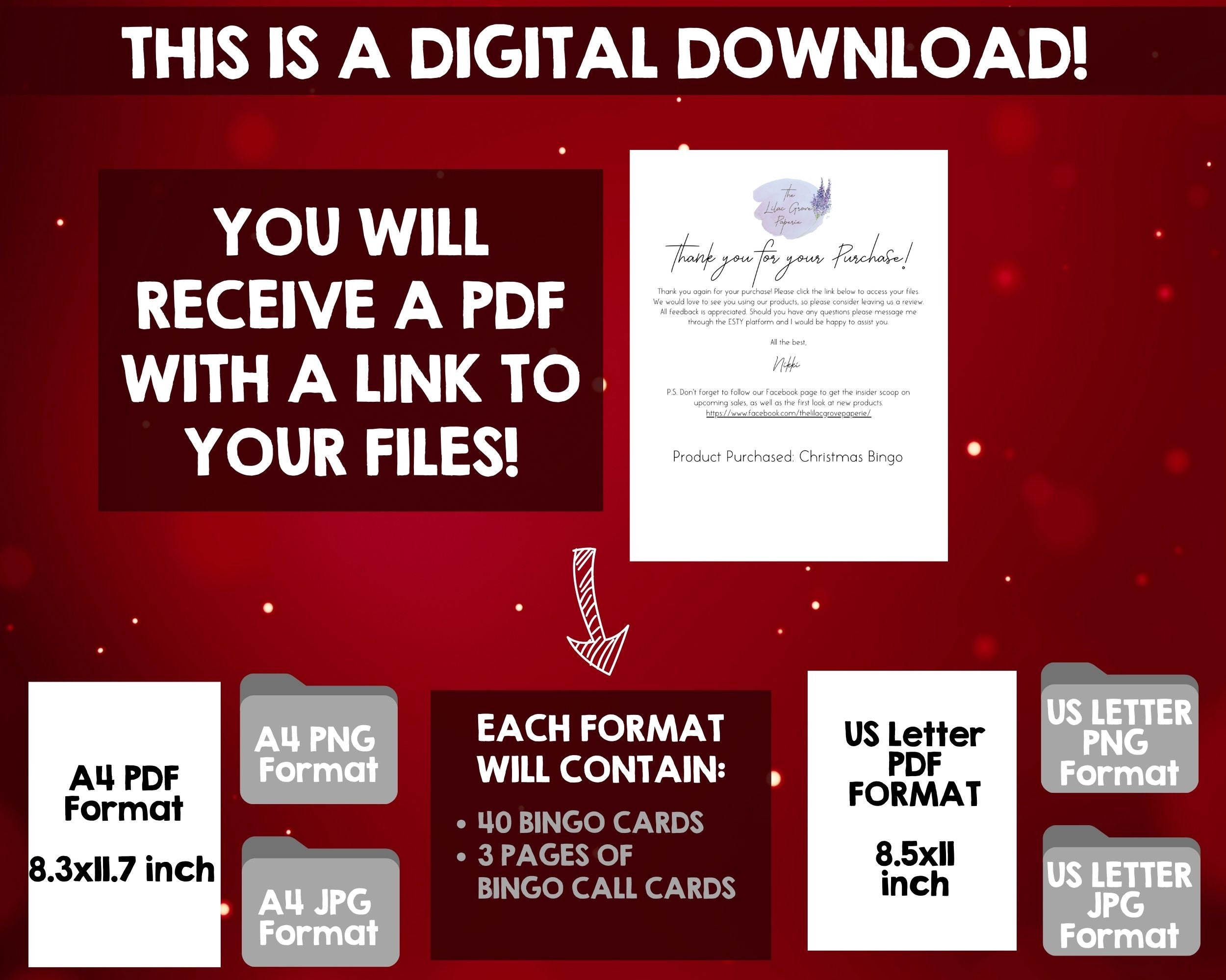 Printable Christmas Bingo Game | 40 Holiday Bingo Cards for Your Work ...