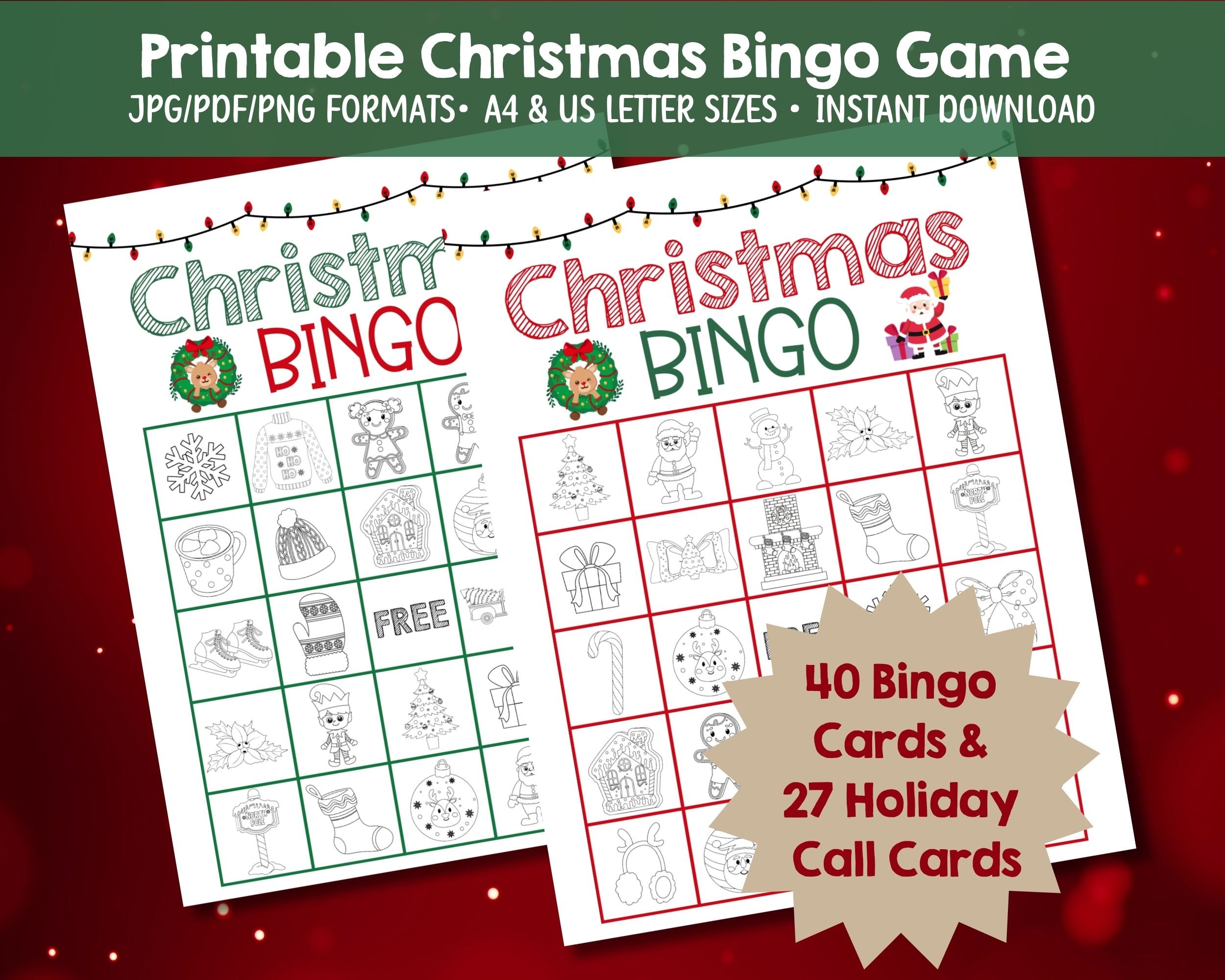 Printable Christmas Bingo Game 40 Holiday Bingo Cards for Your Work ...