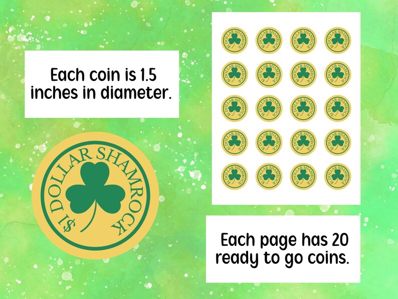 St. Patrick's Day Printable Leprechaun Gold 1-dollar Reward Coins ...