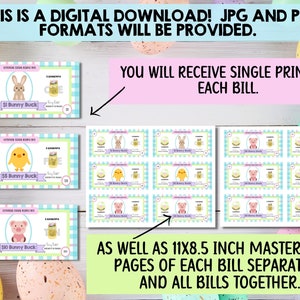 Printable Easter Bunny Bucks Money- 1,5, & 10 Dollar Bills | Great for ...