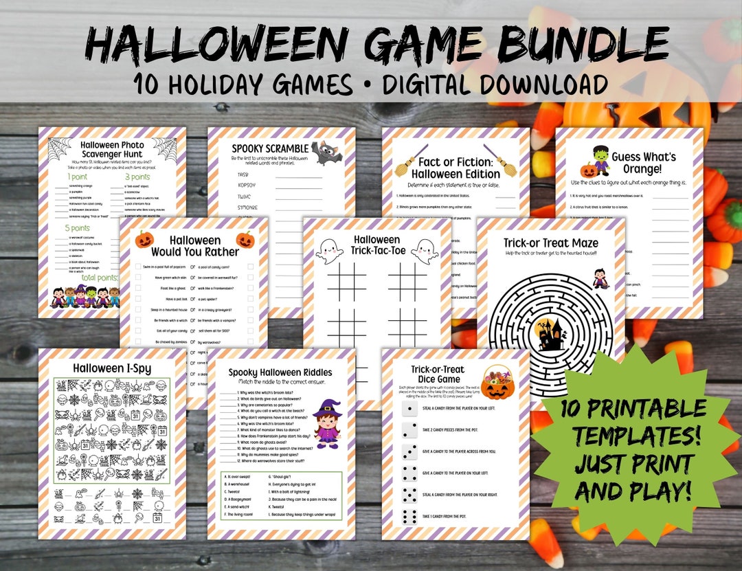 Halloween Printable Games Bundle Would You Rather Holiday - Etsy