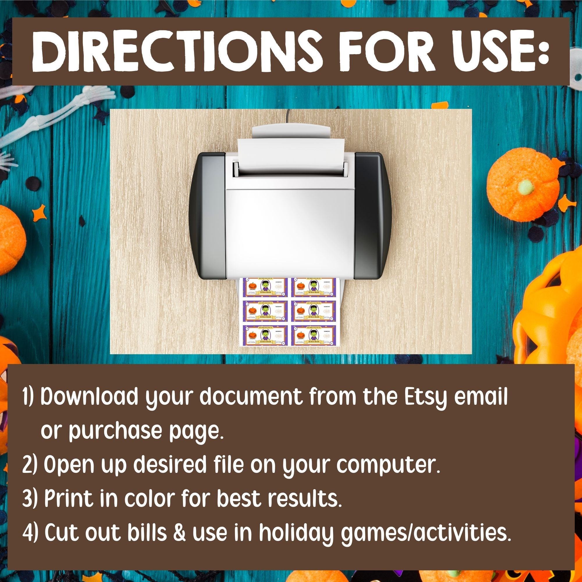 Printable Halloween Reward Money for Classroom Fall Party Favors, Boo ...